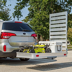 Discount Ramps Elevate Outdoor Premium Aluminum Hitch Cargo Carrier Class III or IV with 58" Long Loading Ramp - 500 lb Capacity