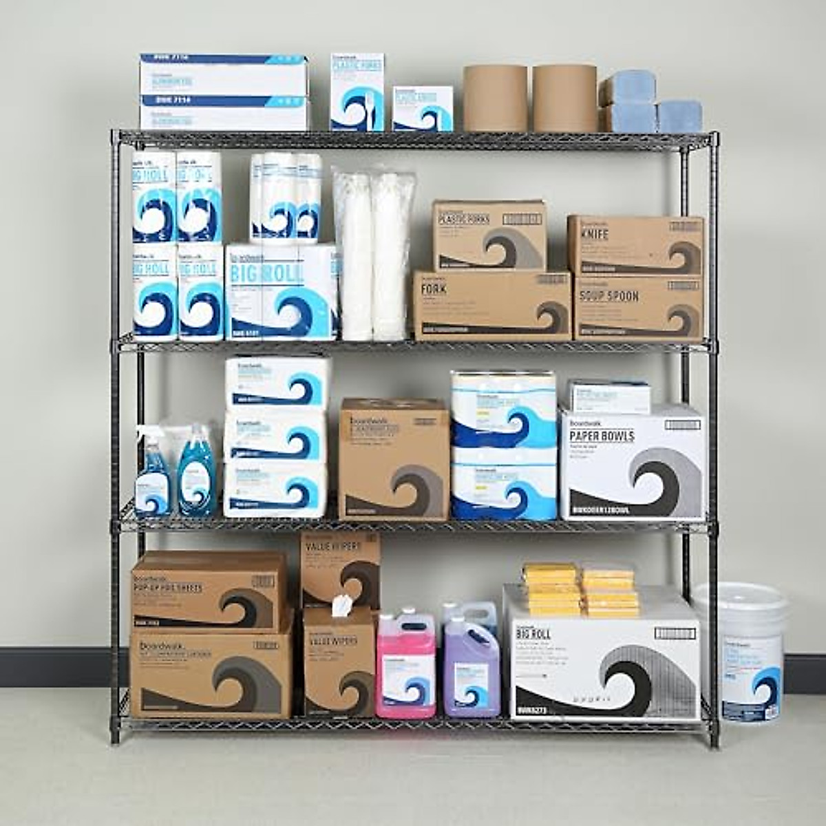 Alera ALESW207218BA BA Plus 72 in. x 18 in. x 72 in. 4-Shelf Wire Shelving Kit - Black Anthracite Plus