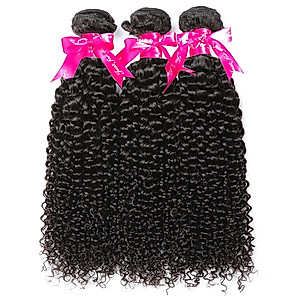 Hermosa 10A Curly Human Hair 3 Bundles 12 14 16 inch 100% Unprocessed Brazilian Curly Hair Bundles Soft Remy Hair