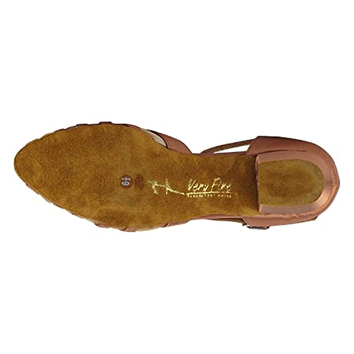 Very Fine Dancesport Shoes - Ladies' Salsa, Latin, Practice Ballroom Dance Shoes 2719FT 1-inch Flat Heel (Tan Satin & Flesh Mesh, Size 8.5)