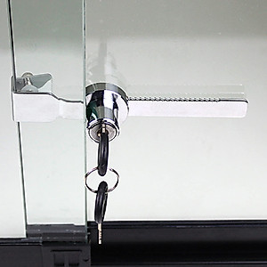 EOEXN 16 Pack Sliding Glass Door Ratchet Lock with Alike Keys, Drawer Display Case Cabinet Showcase Lock Security Glass Case Lock (Keyed Alike)