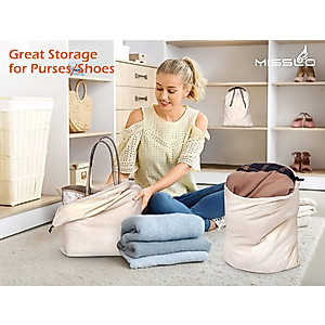 MISSLO Cotton Breathable Dust-proof Drawstring Storage Pouch Bag (Pack 3 L)