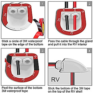 DKARDU Solar Weatherproof ABS Solar Double Cable Entry Gland IP68 for All Cable Types 3mm² to 12mm² for Solar Project on Rv, Campervan, Boat, Caravan, Cabin