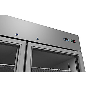 KoolMore - RIR-2D-GD 54" 2 Glass Door Commercial Reach-in Refrigerator Cooler with LED Lighting - 47 cu. ft, Stainless Steel