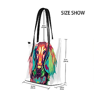 Shoulder Bag for Women Tote Bags Leather Shopper Bag Large Work Dachshund Dog Pop Decor Handbags Casual Bag