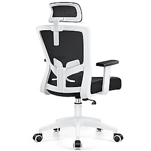 Brick Attic Office Chair Ergonomic Desk Chair High Back Computer Chair Swivel Mesh Task Chair with Adjustable Lumbar Support Armrests Headrest White