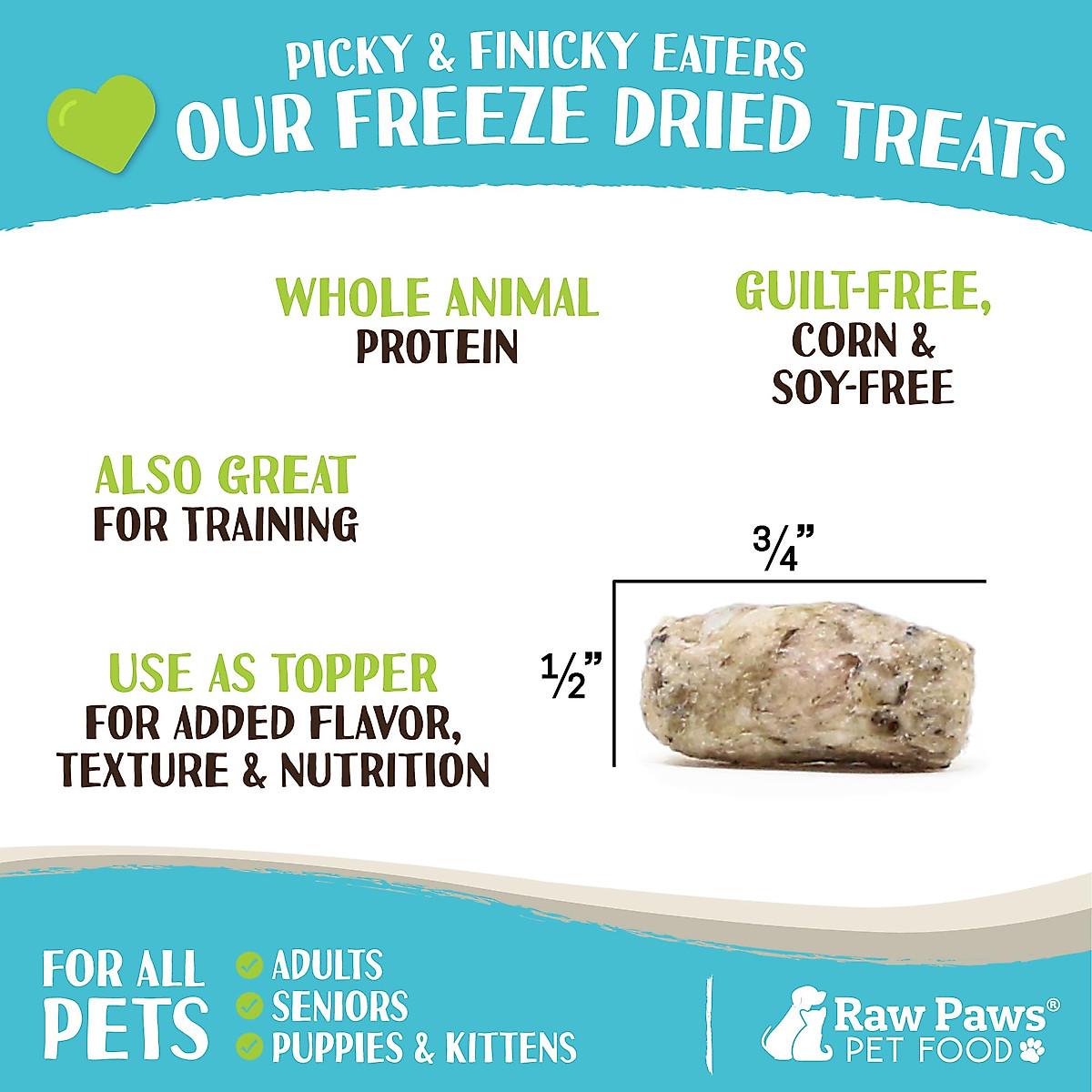 Raw Paws Freeze-Dried Green Beef Tripe for Dogs & Cats, 8-oz - Made in USA - Raw Freeze Dried Dog Treats - Free-Range Cows - Grain & Wheat Free Beef Green Tripe Cat Treats - Raw Tripe Treats for Dogs