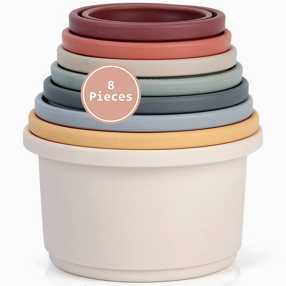 My Little North Star Baby Stacking Cups - (8 Pack) Toddler Stackable Nesting Toy Cup Set with Numbers, Patterns & Pastel Colors - Montessori Infant Fun Educational Bath Toys for Boys & Girls Toys