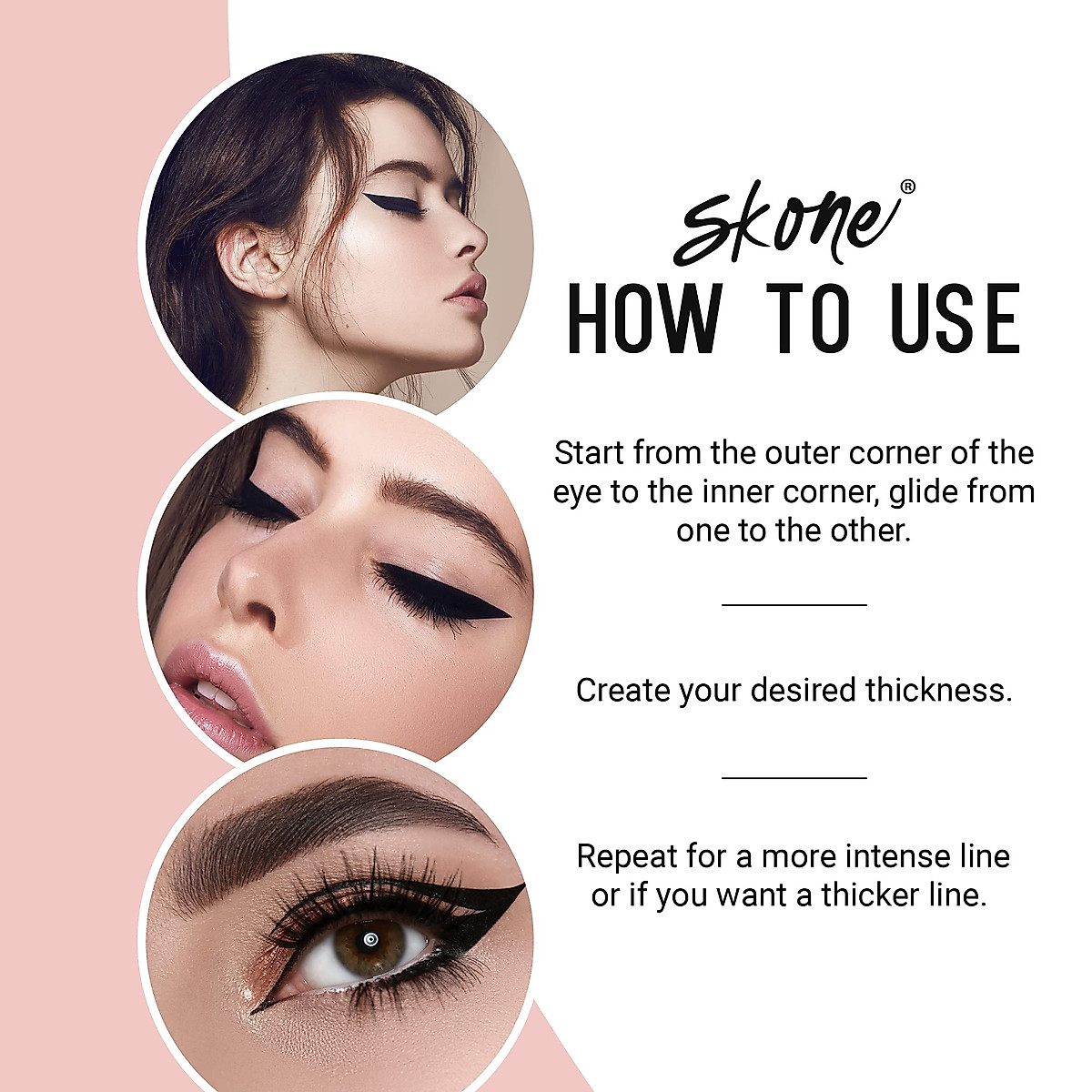 Skone Cosmetics Insanely Intense Tattooed Eyeliner - Smudge Proof & Sweat Proof Liquid Eyeliner Felt Tip Applicator - Pigmented Liquid Eye Liner Makeup - Waterproof Tattoo Eyeliner -Jet Black (0.07oz)