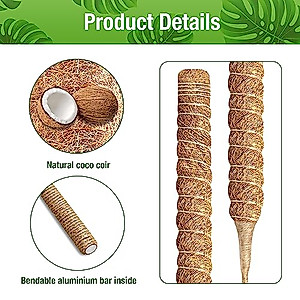 47 Inch Moss Pole for Plants Monstera, Bendable Plant Stakes for Climbing Plants, Monstera Moss Pole, Bendable Coco Coir Plant Support, Plant Sticks Support for Indoor Plants (1 Pack)