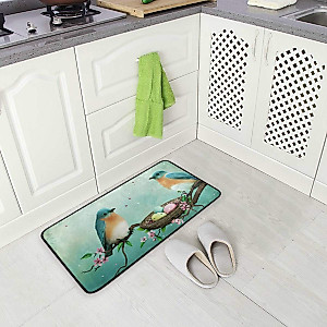 MOYYO Kitchen Mat Easter Eggs Blue Birds Kitchen Rug Mat Anti-Fatigue Comfort Floor Mat Non Slip Oil Stain Resistant Easy to Clean Kitchen Rug Bath Rug Carpet for Indoor Outdoor Doormat