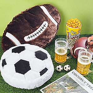 4 Pcs Sports Throw Pillows Fluffy Stuffed Soccer Ball Pillow Soft Stuffed Basketball Pillows Baseball Soft Throw Pillow Football Shaped Plush Toy Sport Cushion (Plush,Medium)