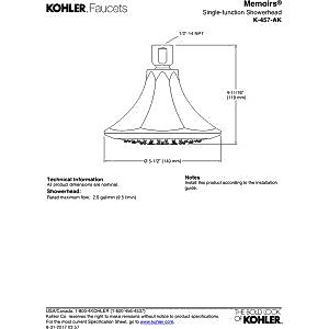 Kohler K-457-AK-CP 5-1/2" 1-Function Spray Shower 2.5GPM Chrome