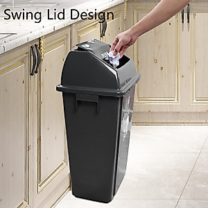 Gainhope Set of 4 Plastic 15 Gallon Large Swing Top Trash Can, Tall Kitchen Garbage Bin, Wastebasket with Lid