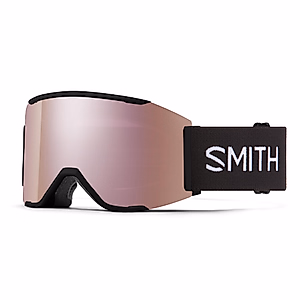SMITH Squad MAG Goggles with ChromaPop Lens – Performance Snowsports Goggles with Easy Lens Change Technology for Skiing & Snowboarding – for Men & Women – Black + Everyday Rose Gold Mirror Lens