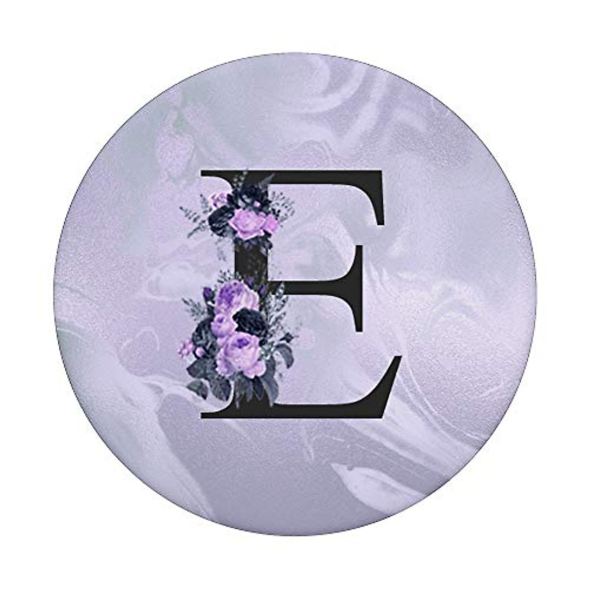 Initial Letter E Purple Lavender Floral Monogram For Women PopSockets PopGrip: Swappable Grip for Phones & Tablets