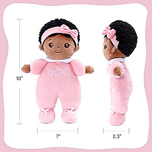 OUOZZZ Soft Black Baby Dolls for Girls - First African American Baby Dolls Multicultural Plush Rag Doll Sleeping Cuddle Buddy Doll Toy for Kids 10"