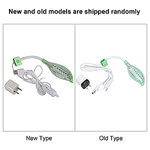 Aquarium Mini USB Lamp Tortoise Fish Tank Aquarium LED Clip On Leaf Head Light for Aquatic Plant Growing with US Plug(Blue White Light-Green)