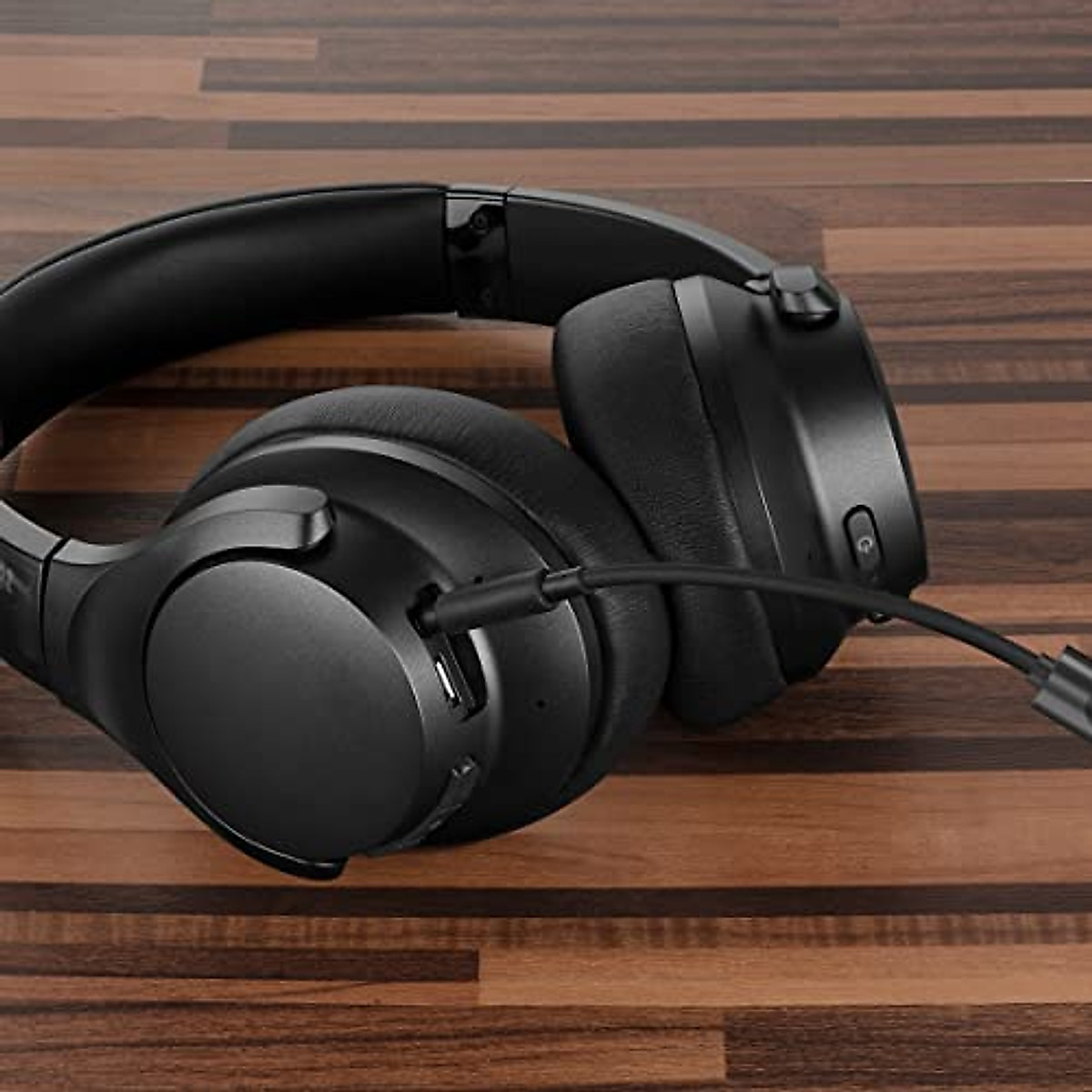 Geekria Audio Cable with Mic Compatible with Anker Soundcore Space One, Q20i, Q45, COWIN E7 Cable, 3.5mm Replacement Stereo Cord with Inline Microphone and Volume Control (4 ft / 1.2 m)