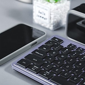 Wireless Keyboard and Mouse, 2.4GHz Cordless Keyboard Mouse Combo with Numeric Keypad, Plug and Play USB Receiver, Compatible with Windows, Mac, Laptop, and PC（Black Purple）