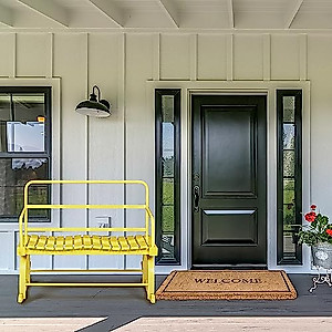 GAOMON Outdoor Patio Rocking Chair,42.52" D x 33.46" W x 35.43" H 2-Person Iron Rocking Chair,Outdoor/Indoor Rocking Chair, Patio Rocking Chair with Wide Seats for Backyard, Garden,Light Yellow