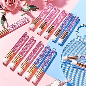 TUZAZO 20 Pieces Pink Lash Shampoo Brushes - Glitter Crystal Eyelash Extension Cleanser Brushes - Nose Pore Deep Cleaning Brush for Blackhead Removing Facial Cleansing (Pink)