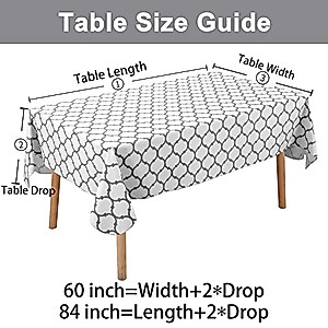 smiry Rectangle Table Cloth, Waterproof Vinyl Tablecloth with Flannel Backing for Rectangle Tables, Wipeable Spillproof Plastic Tablecloths for Dining, Camping, Indoor and Outdoor (60" x 84", White)