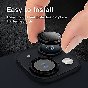 JETech Camera Lens Protector for iPhone 14 6.1-Inch and iPhone 14 Plus 6.7-Inch, 9H Tempered Glass Metal Individual Ring Cover, HD Clear, 2-Pack (Midnight)