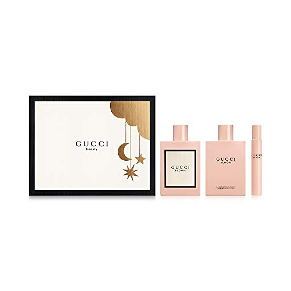 Gucci Bloom for Women 3 Piece Set Includes: 3.3 oz Eau de Parfum Spray + 3.3 oz Body Lotion + 0.25 oz Eau de Parfum Fragrance Rollerball