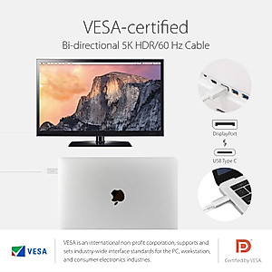 Moshi USB C to DisplayPort Cable 1.5m/5ft, Support 5K@60 Hz, 4K HDR, VESA Certified, Aluminum Housing, Thunderbolt 3 Compatible (Ensure Monitors Accept DisplayPort Signal)