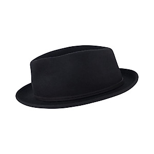 Christian Siriano New York Fedora Hat, Wool Felt Pork Pie Wide Brim Fashion Hat for Men and Women, Black, One Size