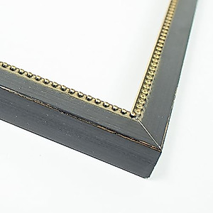 38x5 Frame Black & Gold Solid Wood Picture Frame Width 0.75 Inches | Interior Frame Depth 0.625 Inches | Tamary Traditional Photo Frame Complete with UV Acrylic, Foam Board Backing & Hanging Hardware
