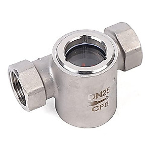 Water Flow Indicator, Stainless Steel 1" NPT Female Thread Sight Flow Indicator with Plastic Impeller