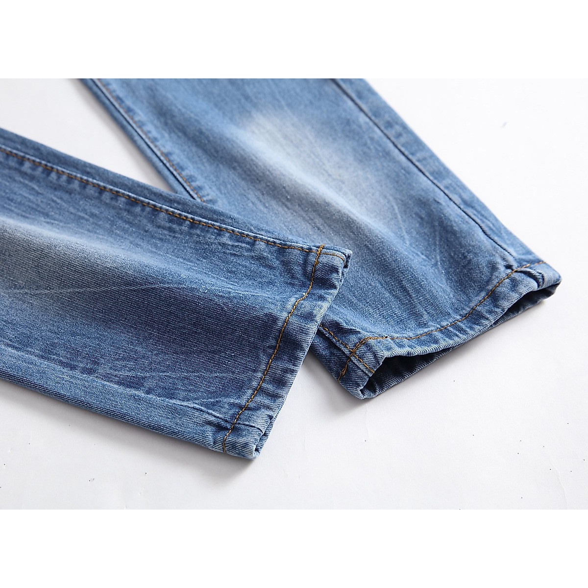 Men's Ripped Distressed Destroyed Straight Fit Washed Denim Jeans(405 Blue, 48)