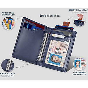 SERMAN BRANDS - Wallets for Men Slim Mens leather RFID Blocking Minimalist Card Front Pocket Bifold Travel Thin (Luxe Blue 5.0)
