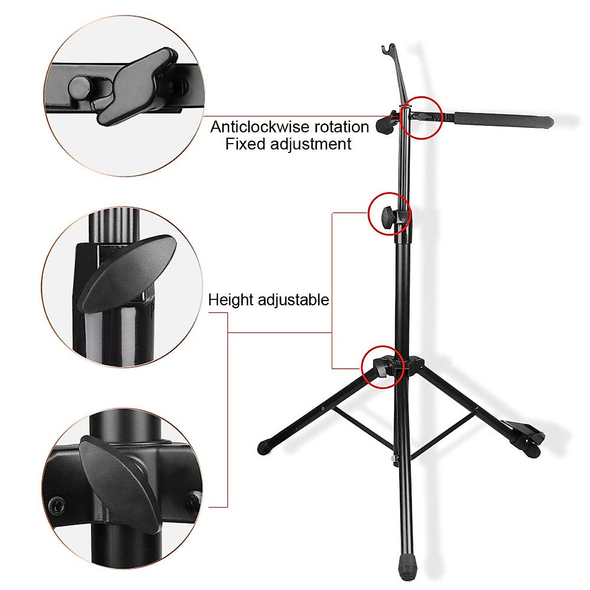 Mr.Power Adjustable Foldable Tripod Stand for Cello with Hook for Bow