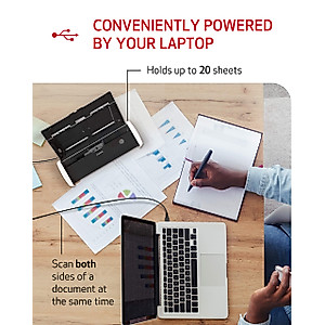 Canon imageFORMULA R10 Portable Document Scanner, 2-Sided Scanning with 20 Page Feeder, Easy Setup For Home or Office, Includes Software, (4861C001)