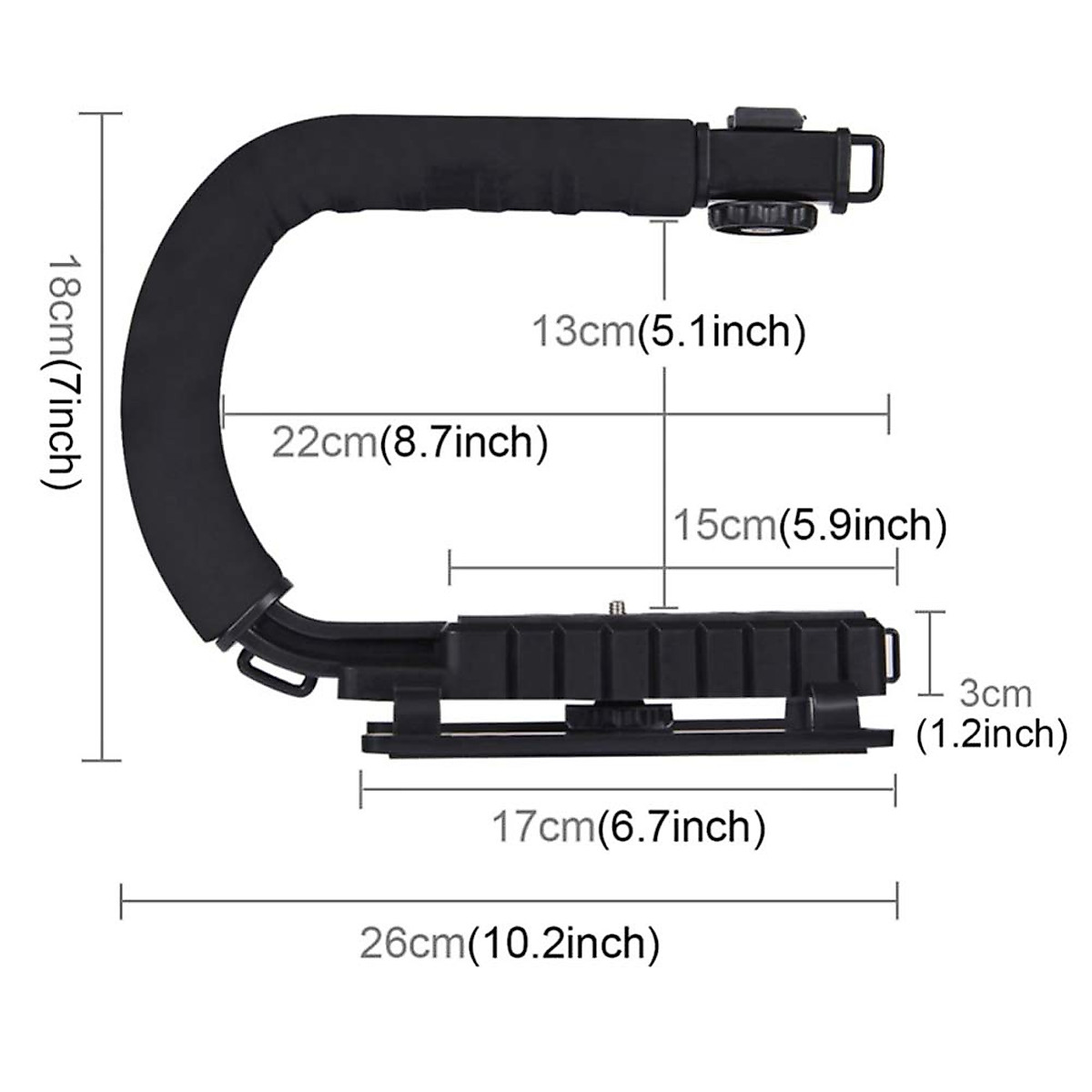 Hemobllo U-Shaped Portable C-Frame Set Camera Equipment U Shape Camera Mount Handle Grip Video Action Stabilizing Vlogging Video Stabilizer Gimbal Camera Mount Cell Phone Metal Low Frame