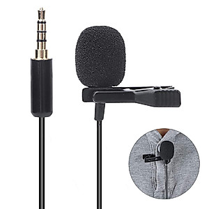 Lavalier Microphone, Professional Grade Omnidirectional Lapel Mic with Easy Clip on System for Recording Interview / Video Conference / Podcast / Voice Dictation / Phone