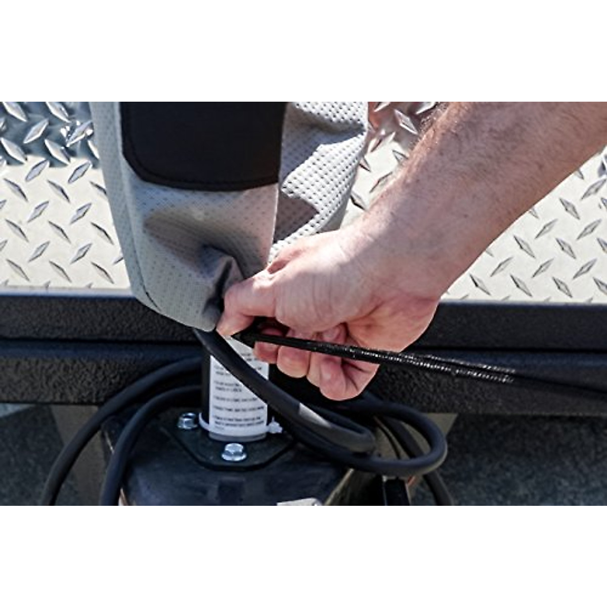 Camco Electric Tongue Jack Head Cover- Protects Your Electric Tongue Jack from Harmful UV Rays, Excess Moisture and Dirt and Debris (48356), Black,Grey