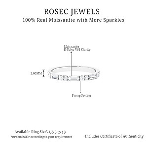 Certified Moissanite Half Eternity Band Ring for Women (D-Vs1 Quality) - Moissanite Diamond Stackable Band (With Jewelry Box), 14K Yellow Gold, Size:US 12.50