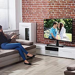 PERLESMITH Swivel Universal TV Stand/Base - Table Top TV Stand for 32-60 inch LCD LED TVs - Height Adjustable TV Mount Stand with Tempered Glass Base, VESA 400x400mm, Holds up to 88lbs PSTVS09