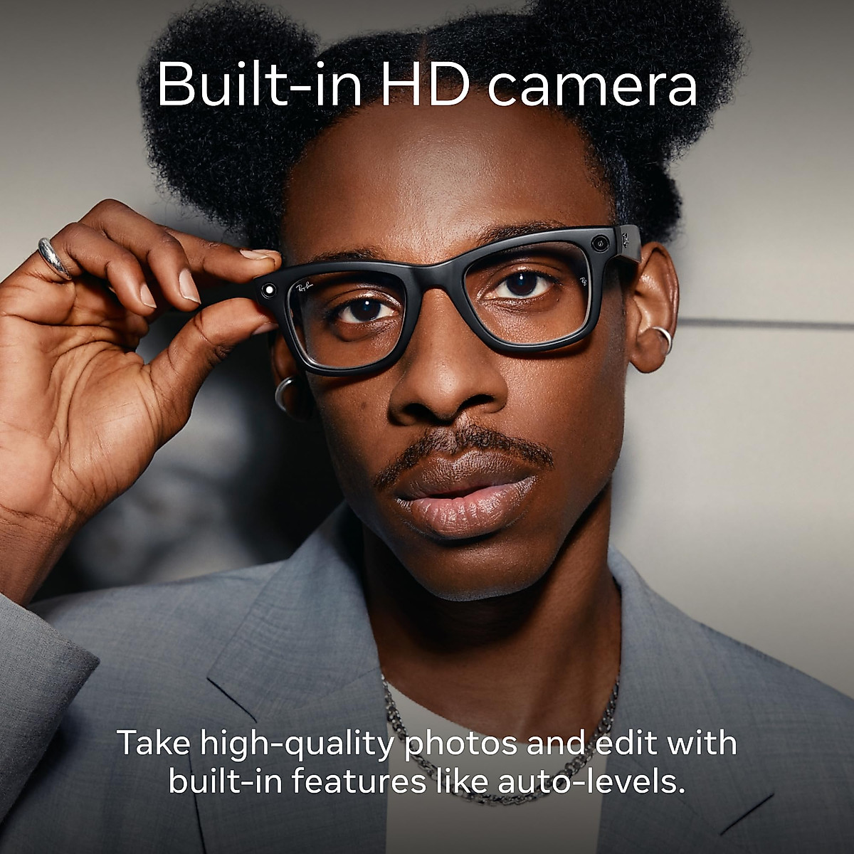 Meta Ray-Ban Smart Glasses, Wayfarer, Matte Black / G15 Green, Regular