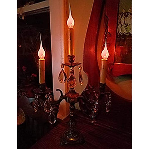 GOOTHY Silicone Dipped Flicker Flame Candle Light Bulbs, 1W Christmas Replacement Bulbs for Electric Window Candles Lamps Chandeliers Outdoor String Lights, C7/E12 Candelabra Base, 120 Volt-12 Pack