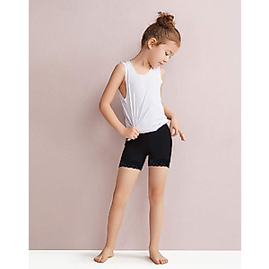 Girls Lace Shorts Under Dress Dance Bike Shorts for Playground Gym Sports (White, Pink, Grey, Black, 2T-3T)