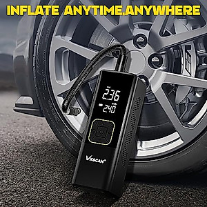 Tire Inflator Portable Air Compressor, Air Pump for Car Tires with Tire Pressure Gauge, 150 PSI Fast Inflation, VXSCAN 15000mAh 12V DC Electric Tire Pump for Car, Moto, Bike, Ball, Balloon Pump