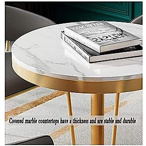 Office Business Hotel Lobby Dining Table Set, Office Meeting Room Small Conference Table Set, Reception Desk and Chair Set for Combination, 1 Table 4 Chairs Negotiating Table Office Leisure Marble Din