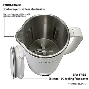 Arlyeef Automatic Soy Milk Maker, 20oz Homemade Nut/Almond/Oat/Coconut Plant-based Milks & Dairy Free Beverages Machine with Mesh Strainer, Boil Water, Delay Start/Keep Warm & BPA Free, White