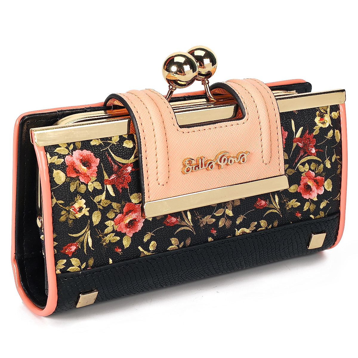 VNFIOEI Women Wallet Leather Large Capacity Women's Handbag Large Capacity Long Wallet, with 10-card slots and clips, and Zero Wallet with Buckle in the middle.