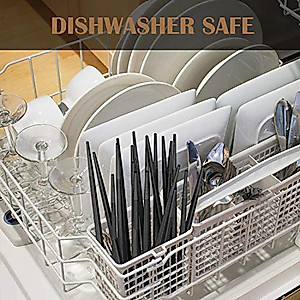 HauSun 2 Pairs Chopsticks and Chopstick Rest Gift Set- Dishwasher Safe Reusable Fiber Glass Chopsticks + Porcelain Cute Panda Chopstick Holder, Non-slip Chinese Japanese Style Chopsticks Set, Black